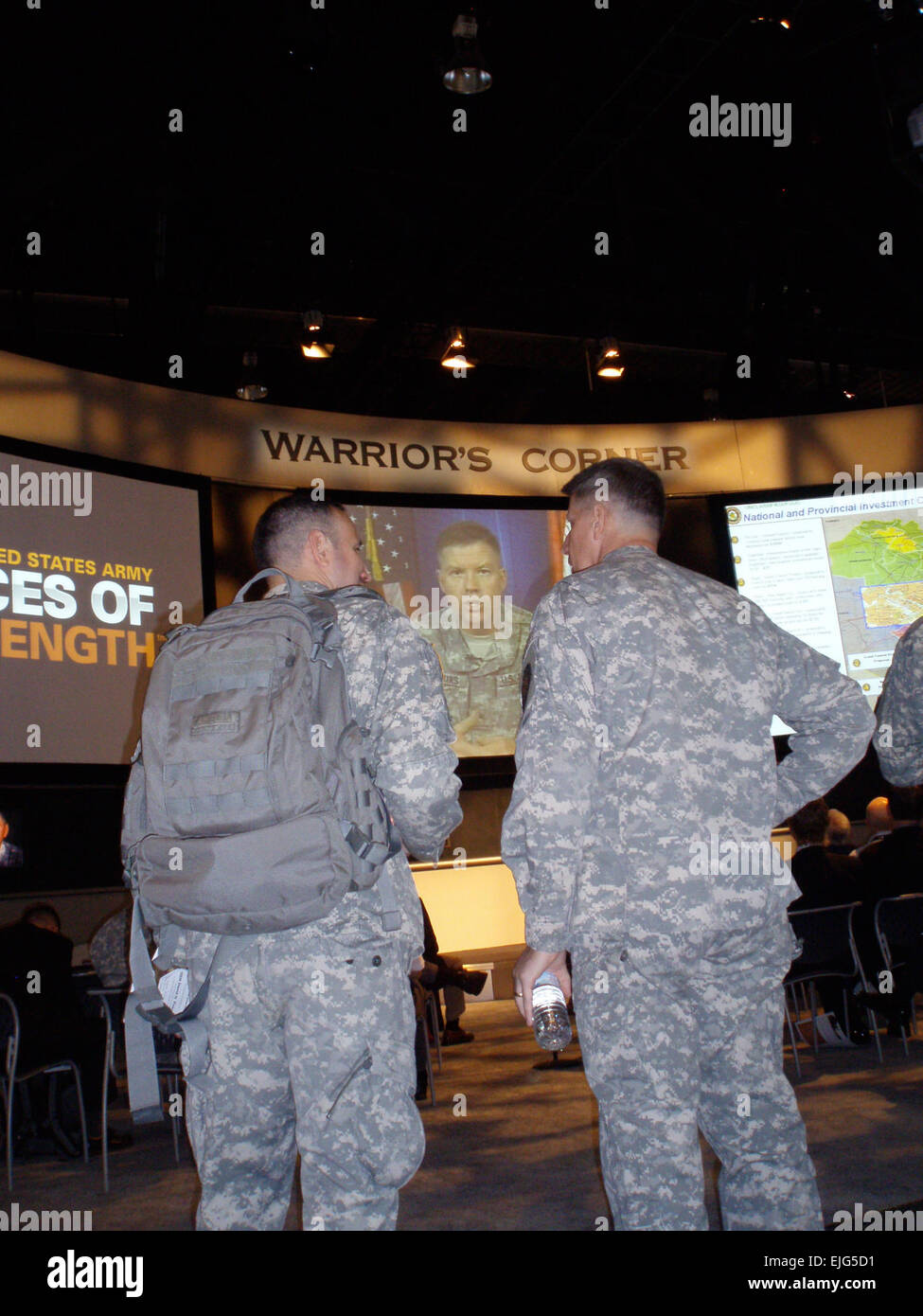 Brig. Gen. Perkins gives a live briefing from Iraq in the Army Exhibit ...