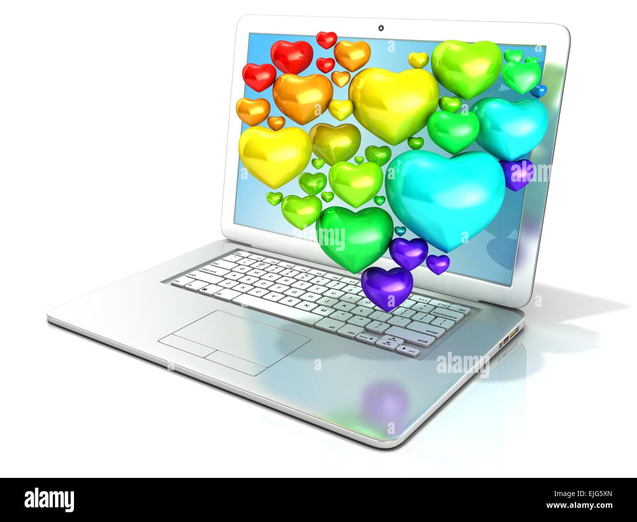 Laptop with heart shaped cluster of hearts Stock Photo - Alamy