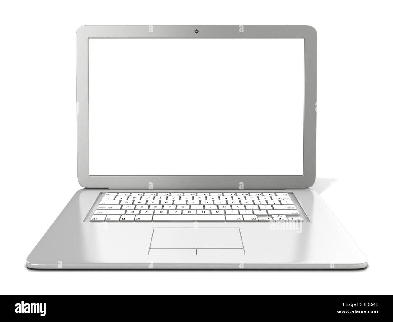Grey laptop with blank screen. 3D rendering isolated on white ...