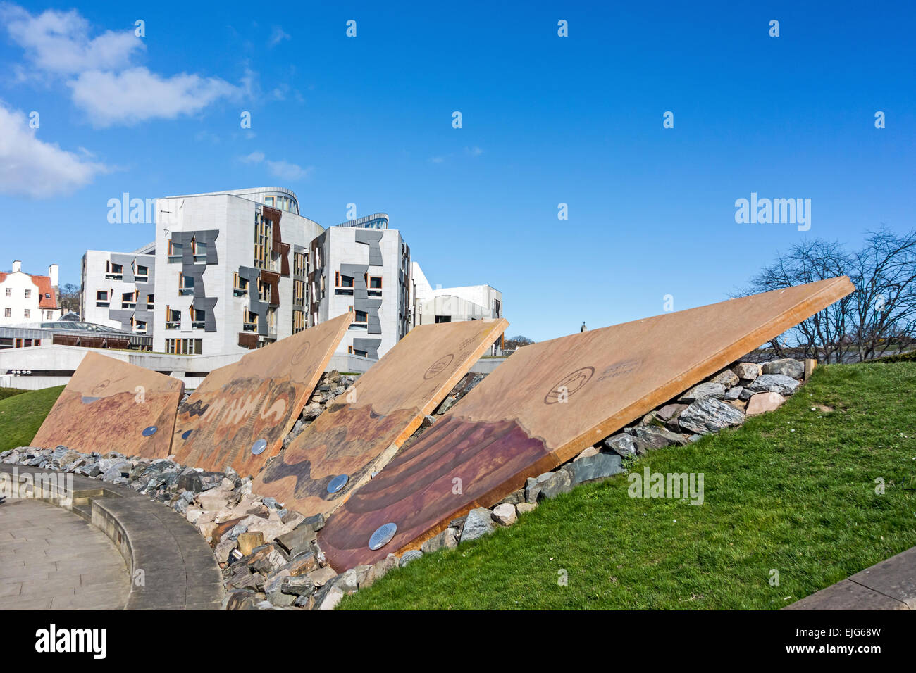 Slabs outside Our Dynamic Earth Edinburgh Scotland showing a geologic ...