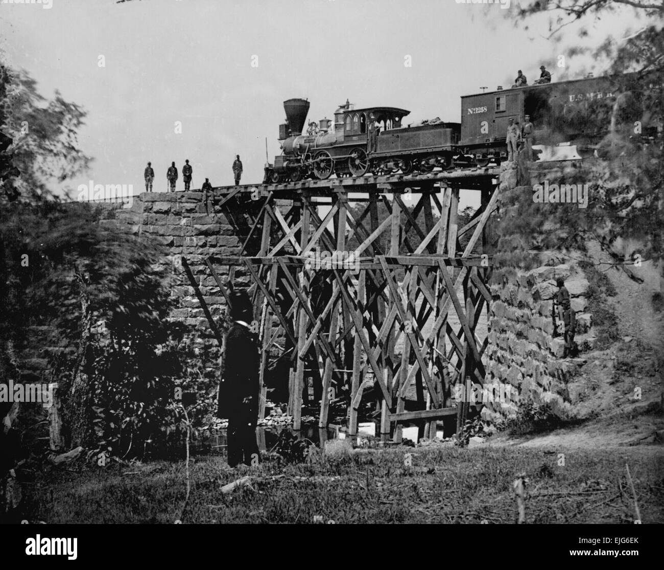 86. The engine "Firefly" on a trestle of the Orange and Alexandria ...