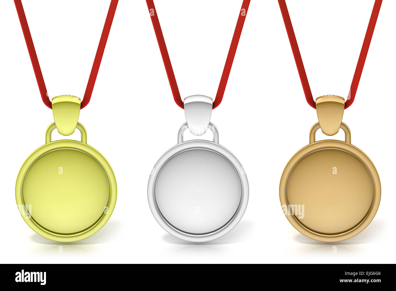 Three simple medals, gold, silver and bronze Stock Photo - Alamy