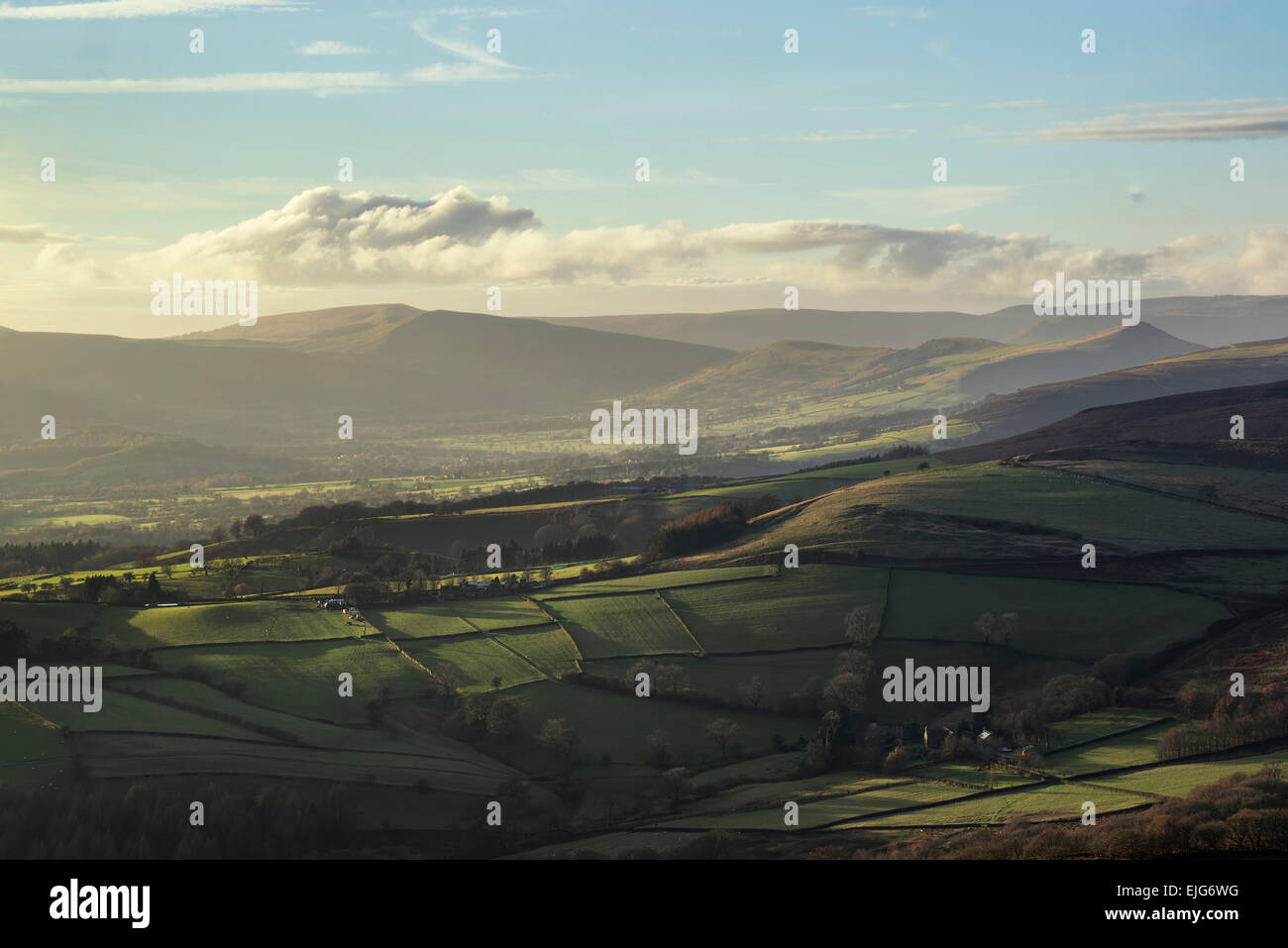Stunning Autumn Fall landscape of Hope Valley from Stanage Edge in Peak ...