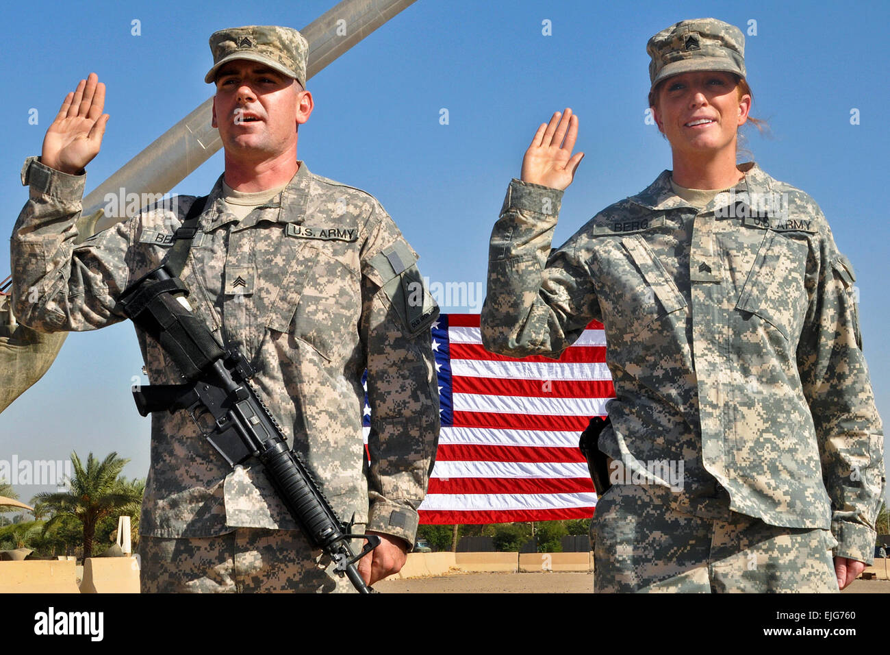 U.S. Army Sgt. Matthew Berg and his wife, Army Sgt. Ashleigh Berg, re ...