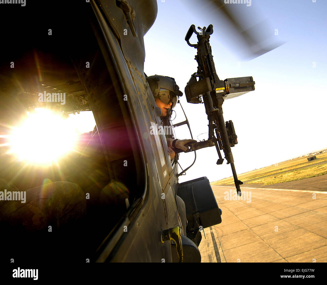 Pfc. Jordan Williams, a UH-60 Blackhawk crew chief for B Co., 1-207th ...