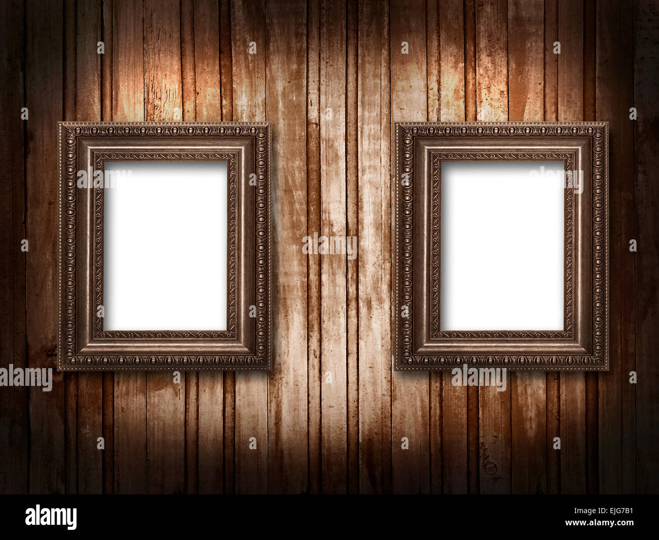 illustration of two picture frames on a wooden background grunge Stock ...