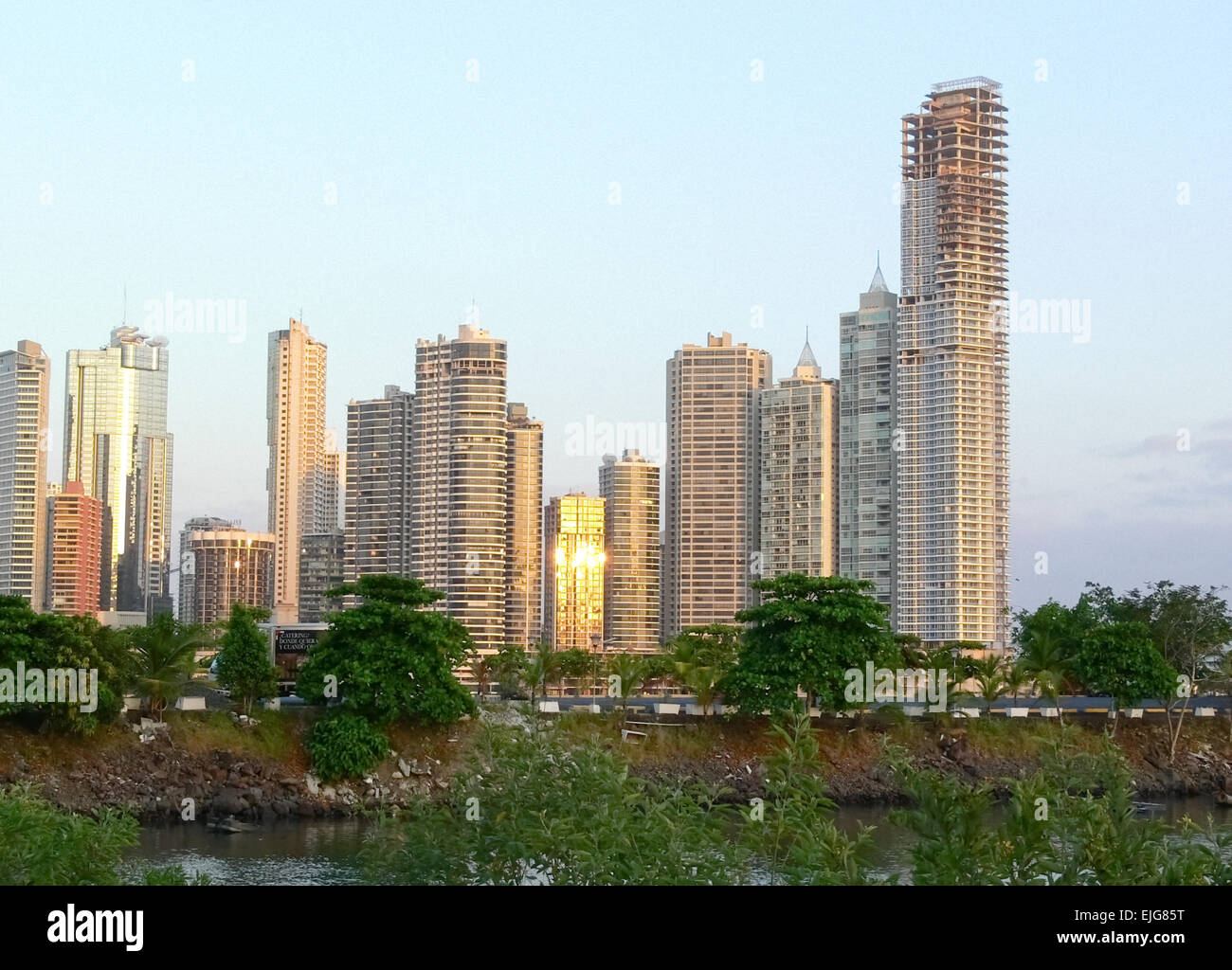 rays of morning sun on the walls of tall buildings Stock Photo - Alamy