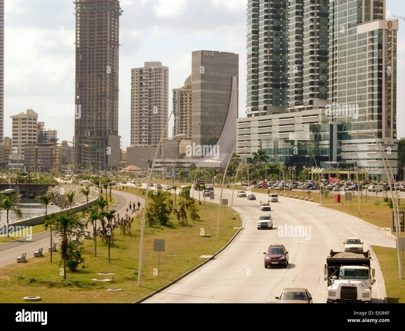 city street with tall buildings Stock Photo - Alamy