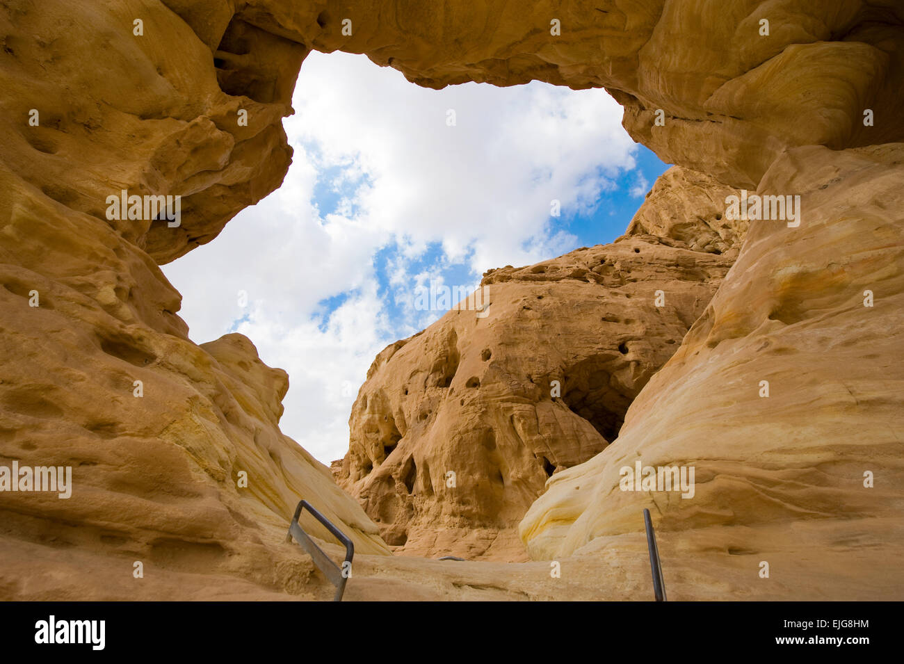 The Arches rock formation at Timna Park in the southern negev desert in ...