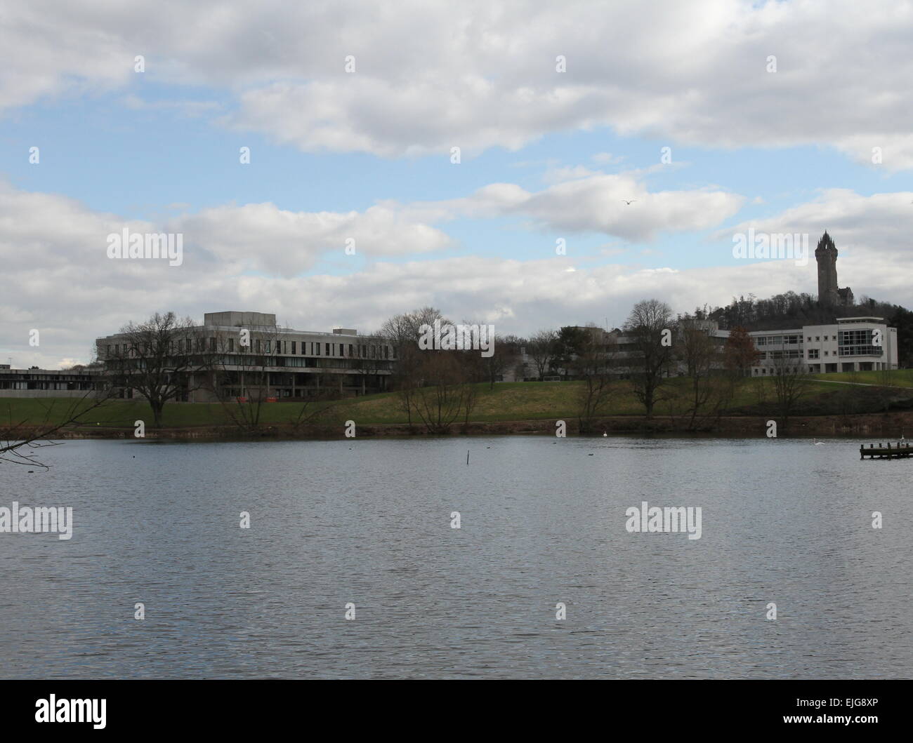 Stirling University, Airthrey Loch and Wallace Monument Scotland March ...