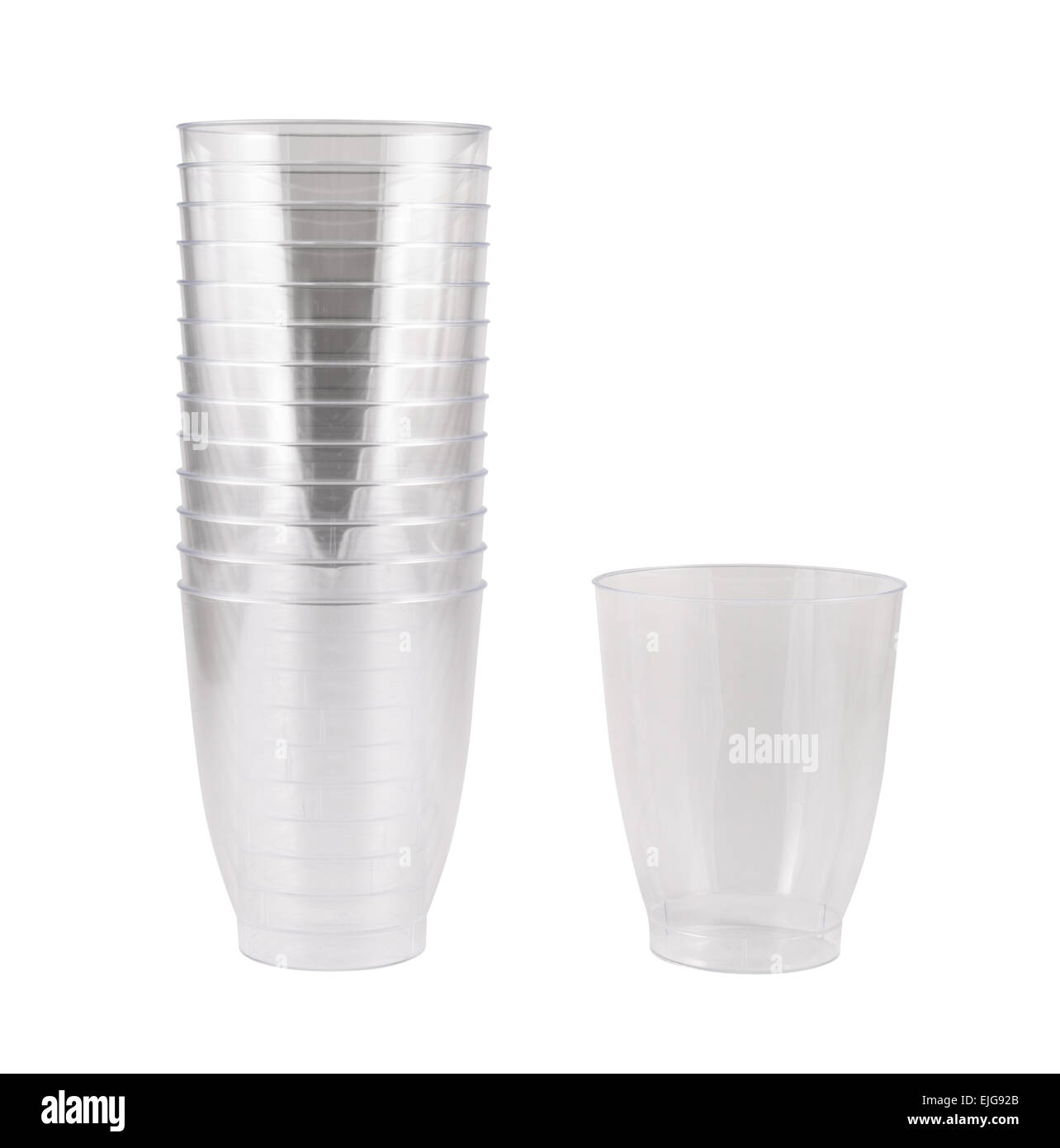 Transparent disposable plastic cups isolated Stock Photo - Alamy