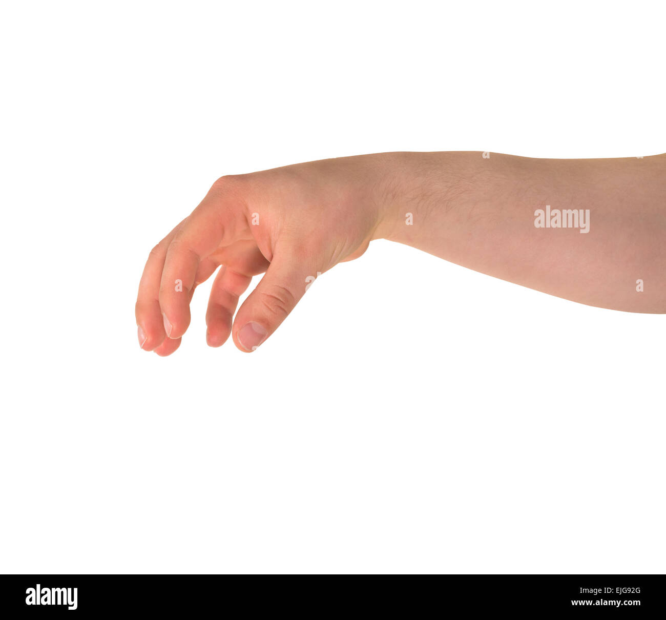 Holding with fingers hand gesture isolated Stock Photo - Alamy