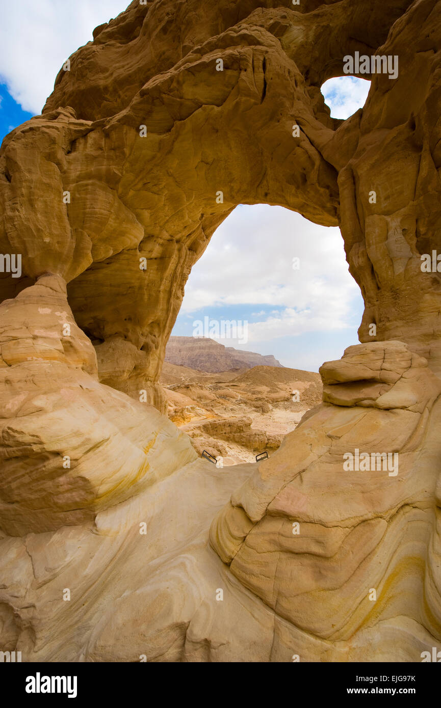 The Arches rock formation at Timna Park in the southern negev desert in ...