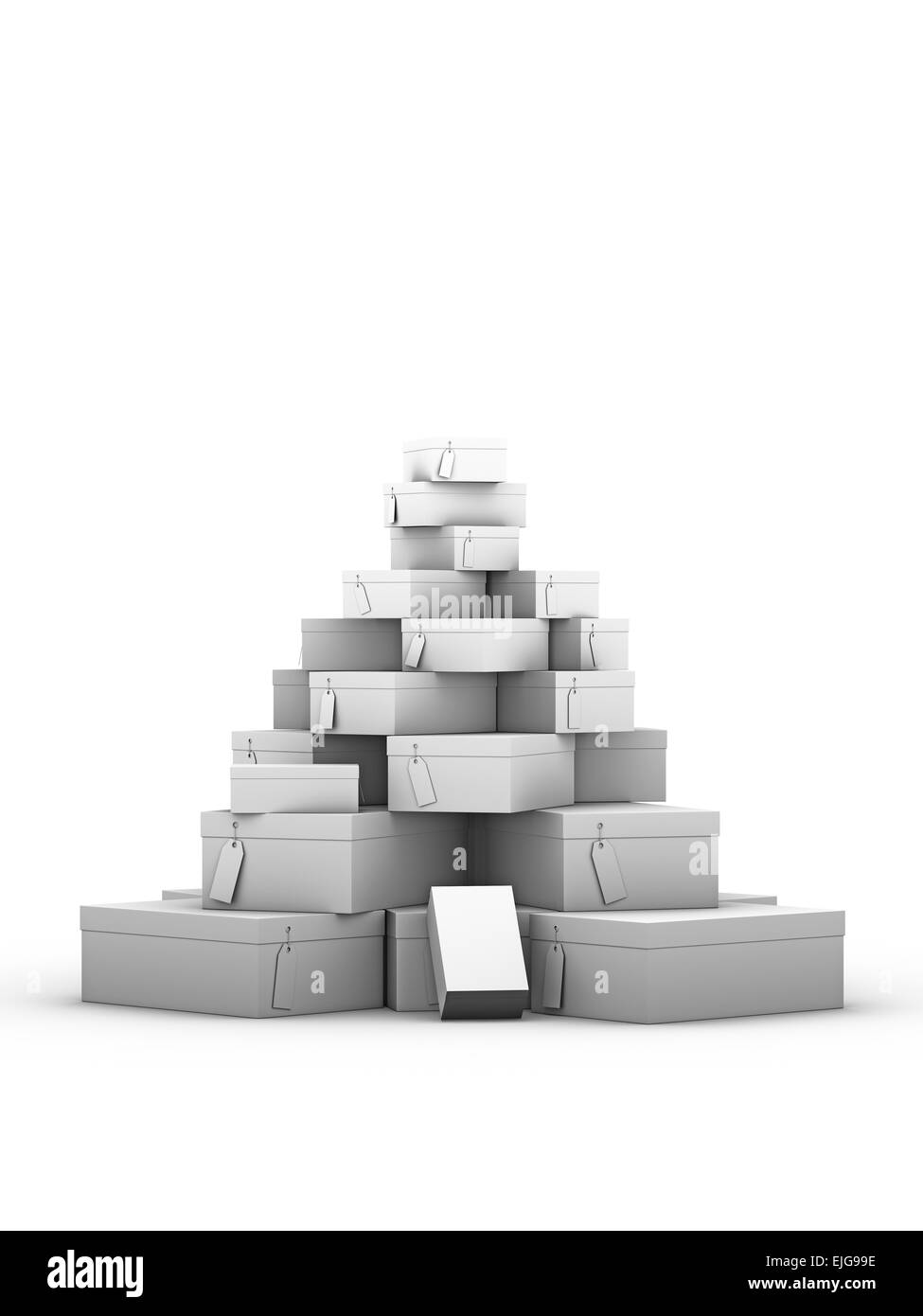 stack of shoe boxes on a white background Stock Photo - Alamy
