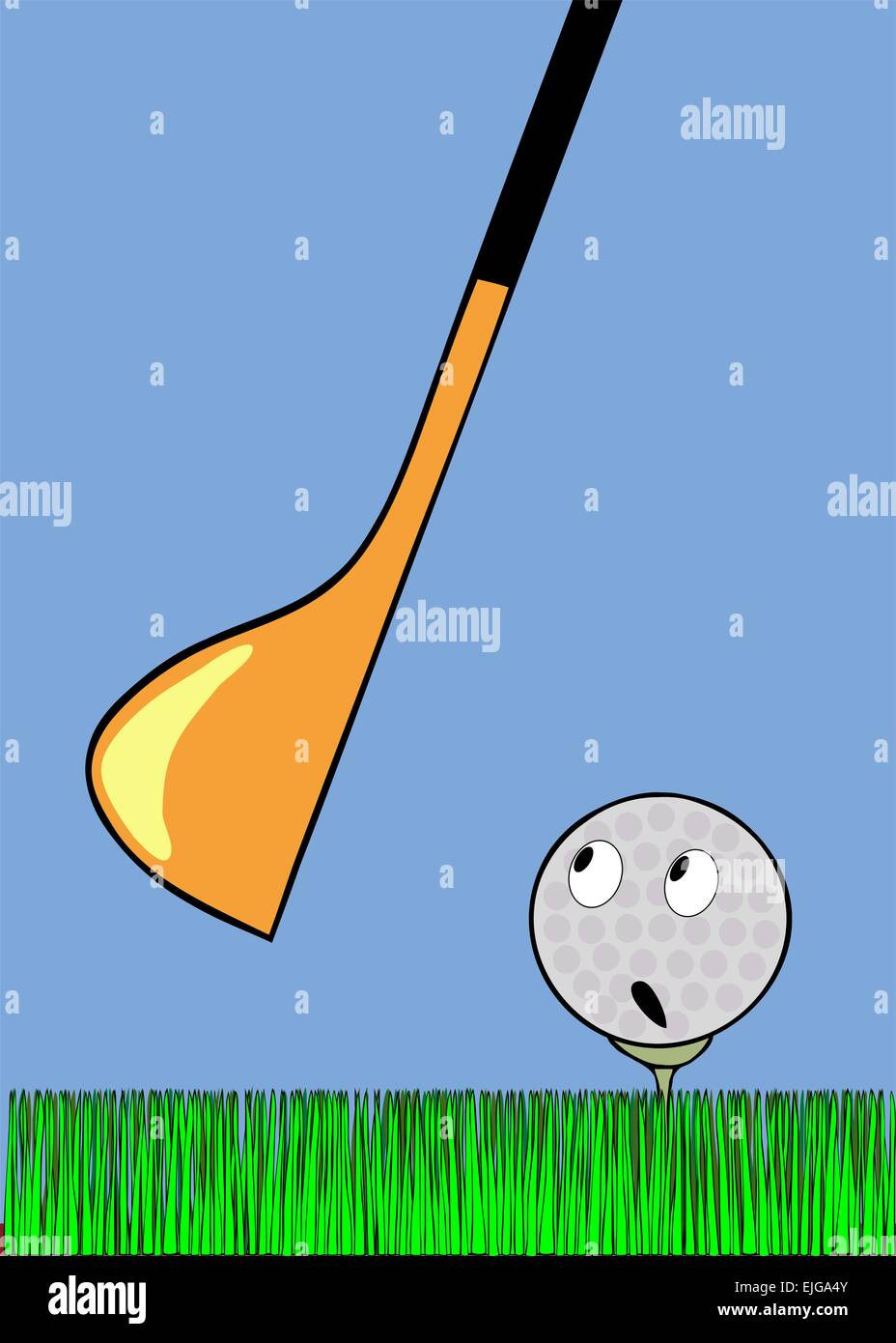 Cartoon illustration - frightened golf ball awaiting stroke - vector ...