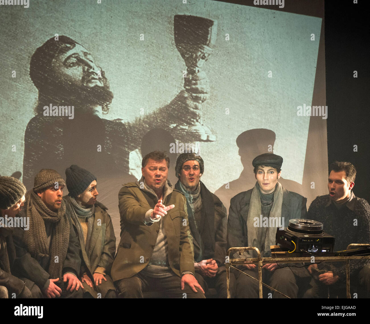 Berlin, Germany. 25th Mar, 2015. René Pape (c) as Gurnemanz performs on ...