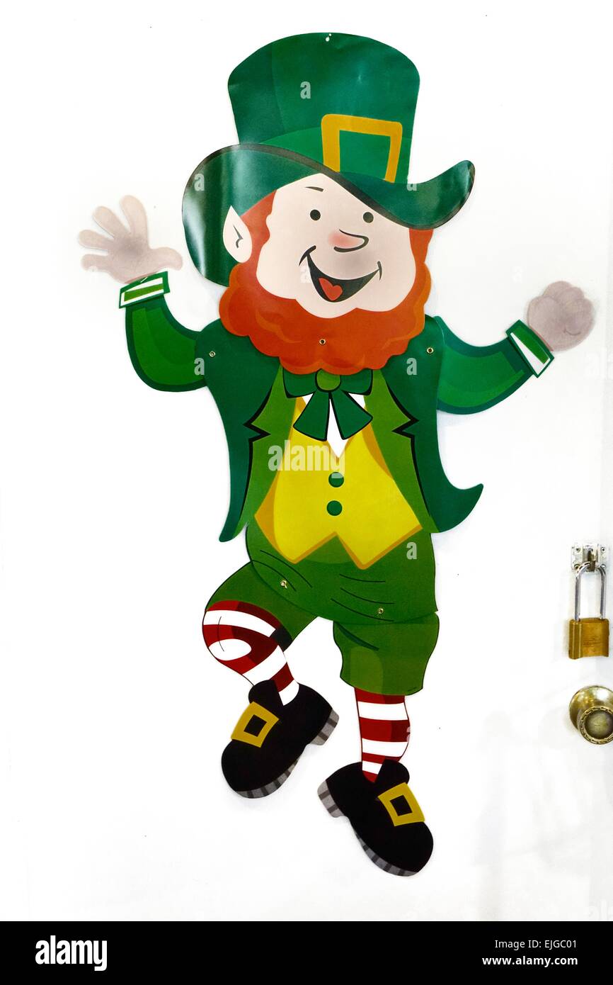 leprechaun figure painted on a doorway Stock Photo - Alamy