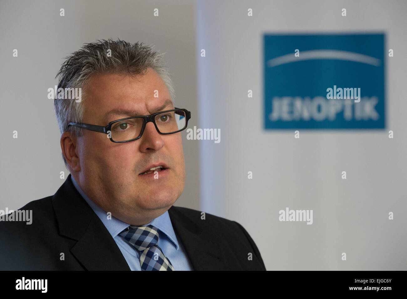Jena, Germany. 26th Mar, 2015. Chief Executive of Jenoptik AG Michael ...