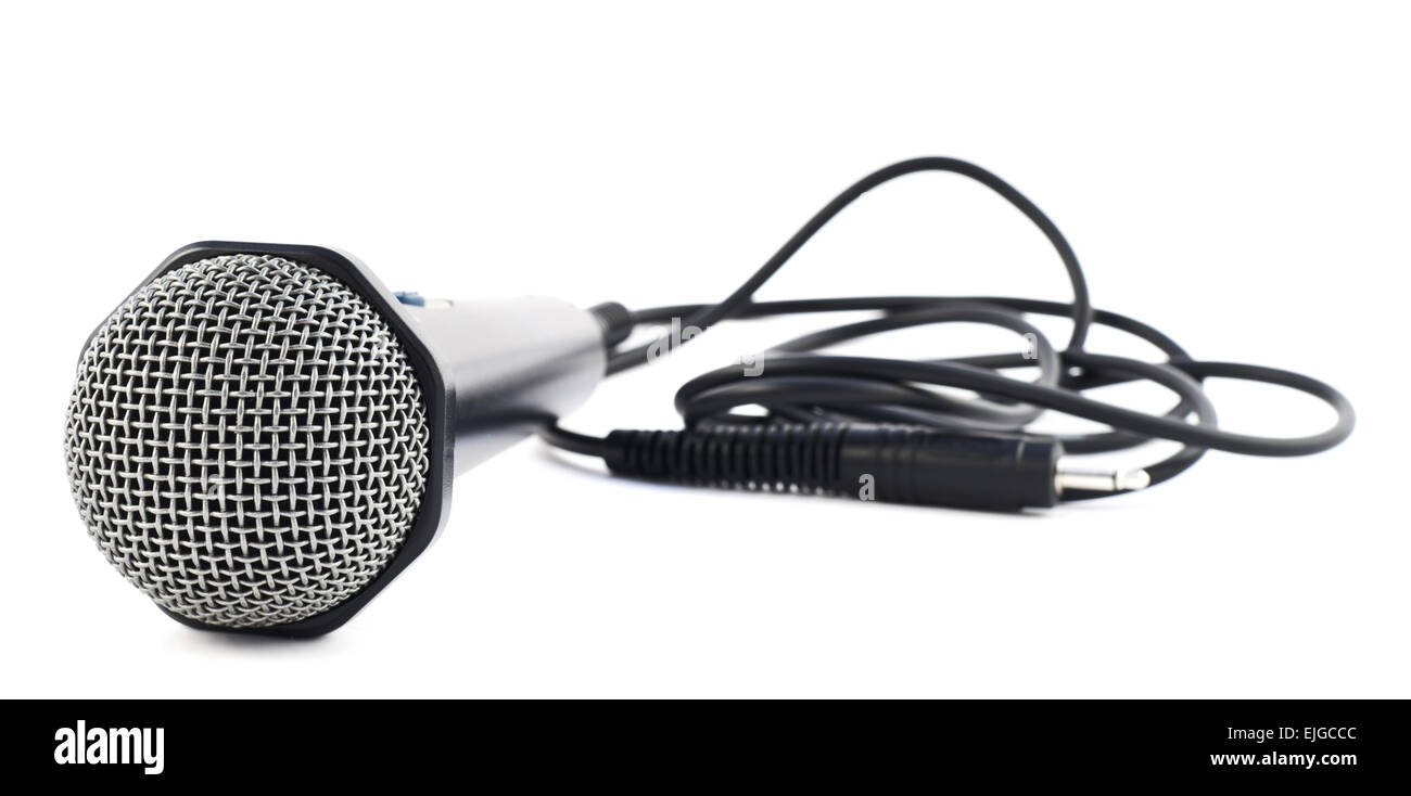 Black microphone isolated Stock Photo - Alamy