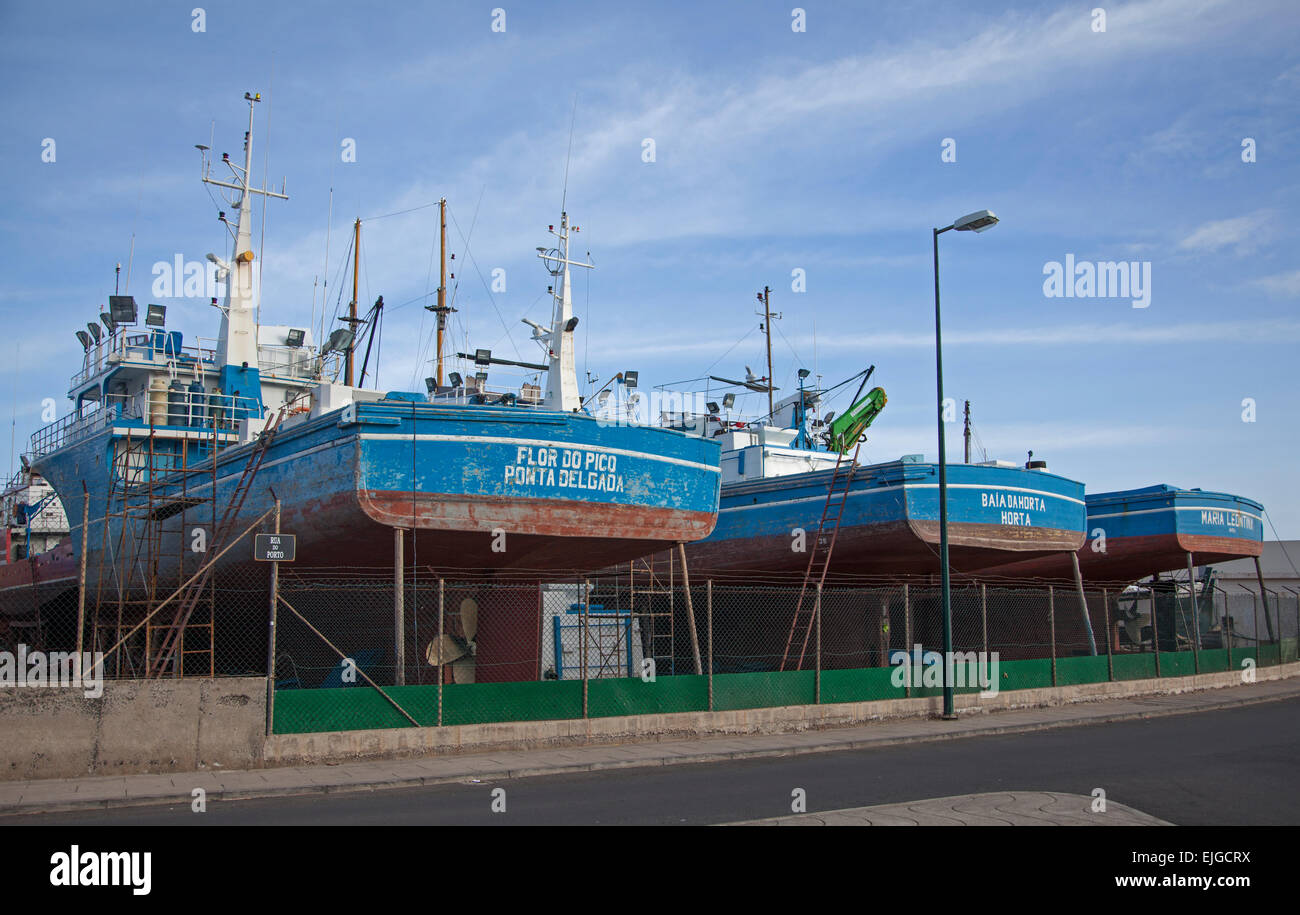 Fishing boats from the Azores in dry dock at Machico Stock Photo - Alamy