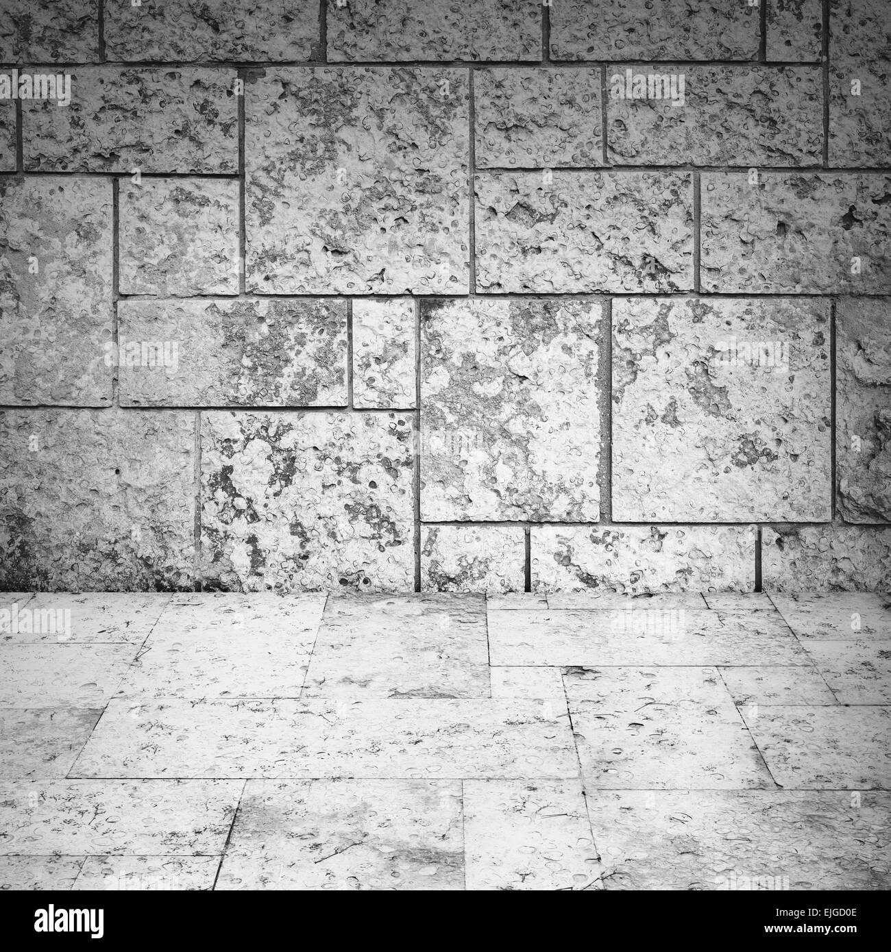 Abstract empty white room interior with decorative stone tiling Stock ...