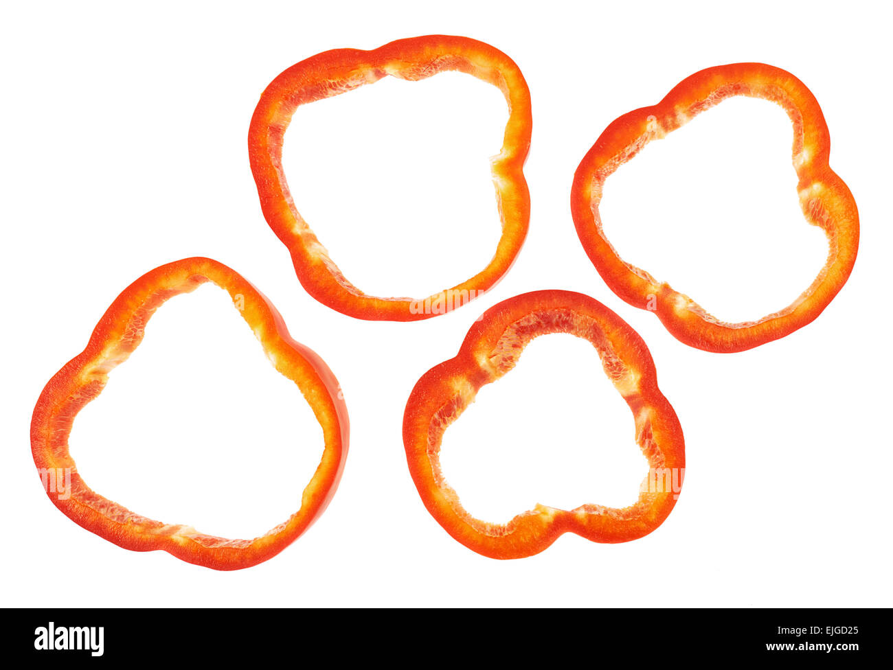 Set of sliced bell pepper section pieces Stock Photo - Alamy