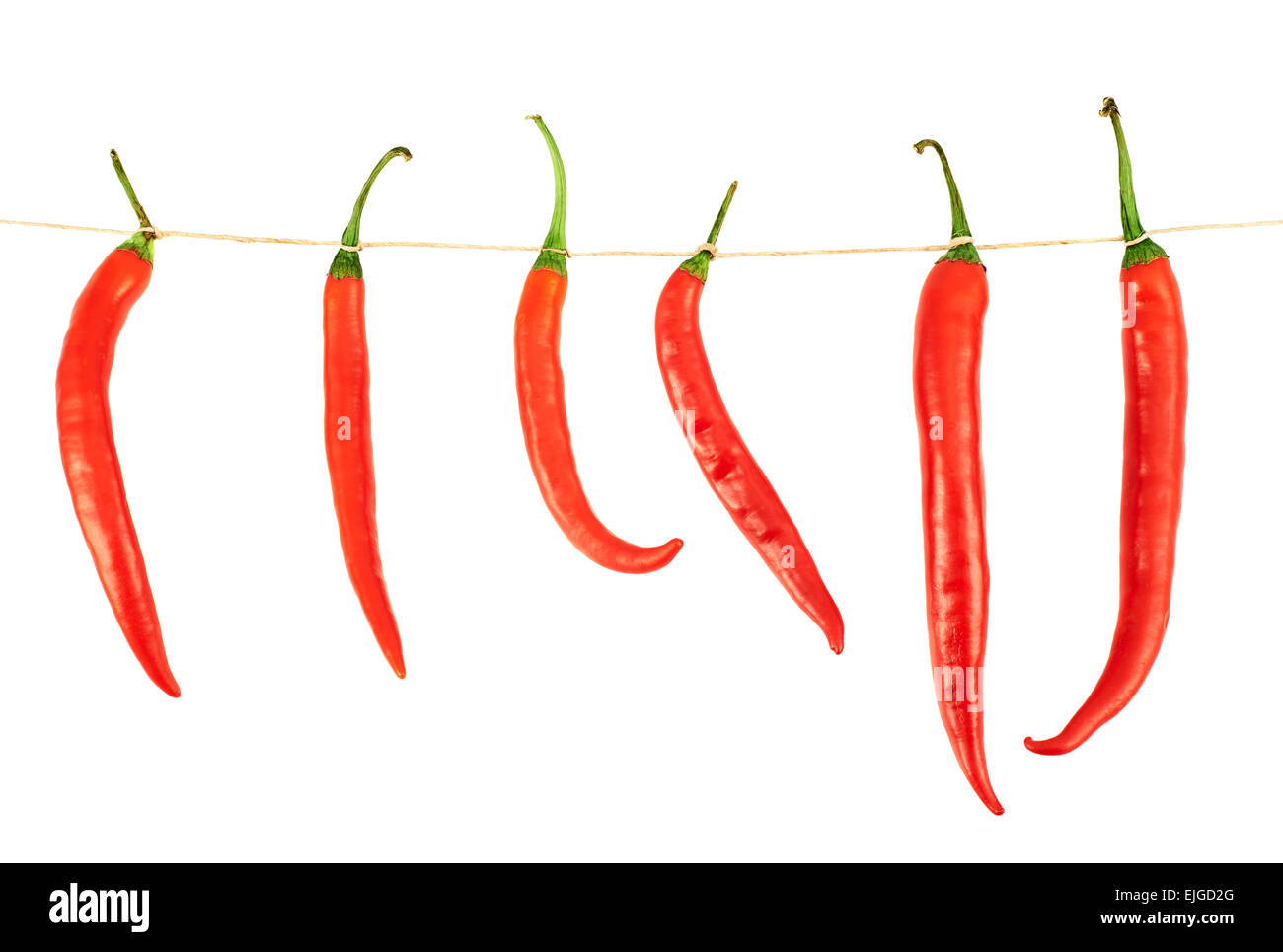 Tied chili peppers isolated Stock Photo - Alamy