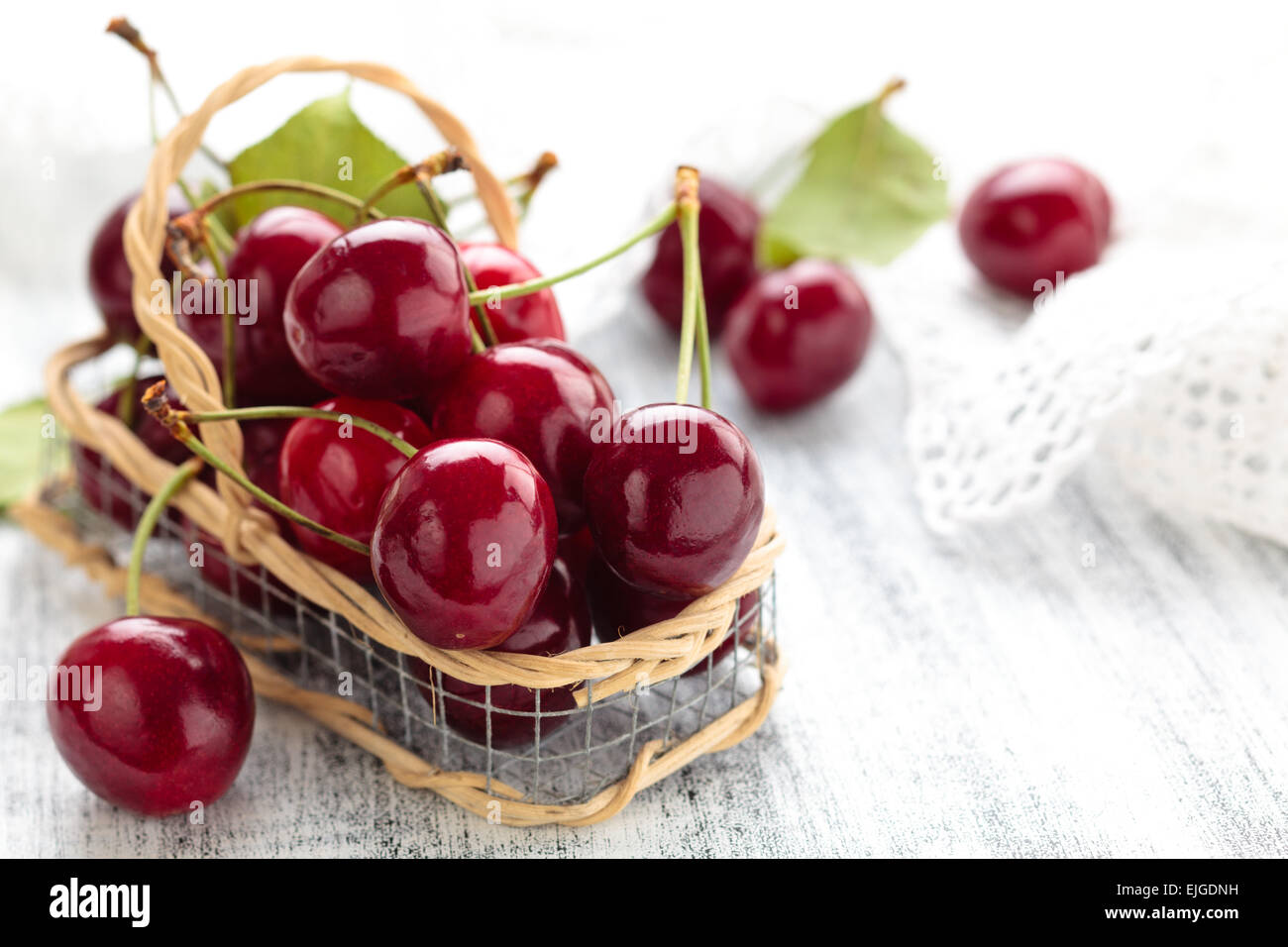 Closeup cherries in crate hi-res stock photography and images - Alamy