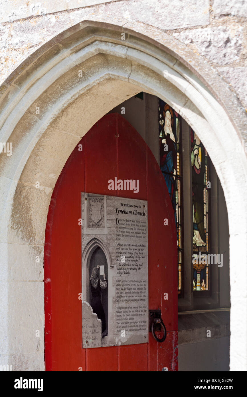 We welcome you to Tyneham Church - poster on door of St Mary's Church ...