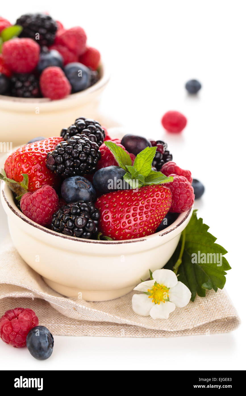 Assorted fruits and mint leaves in bowl Stock Photo - Alamy
