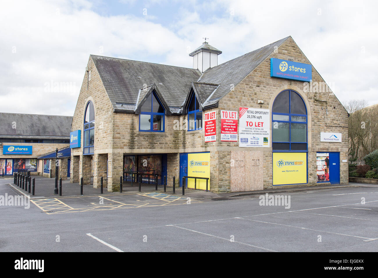 Rawtenstall a small town in Lancashire, England and a closed, empty 99p ...