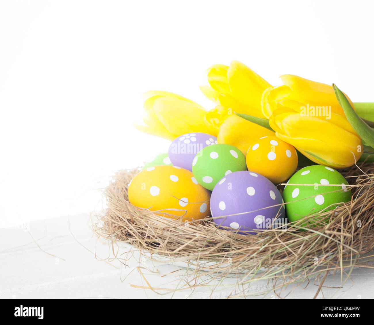 Springtime Easter nest with eggs Stock Photo - Alamy