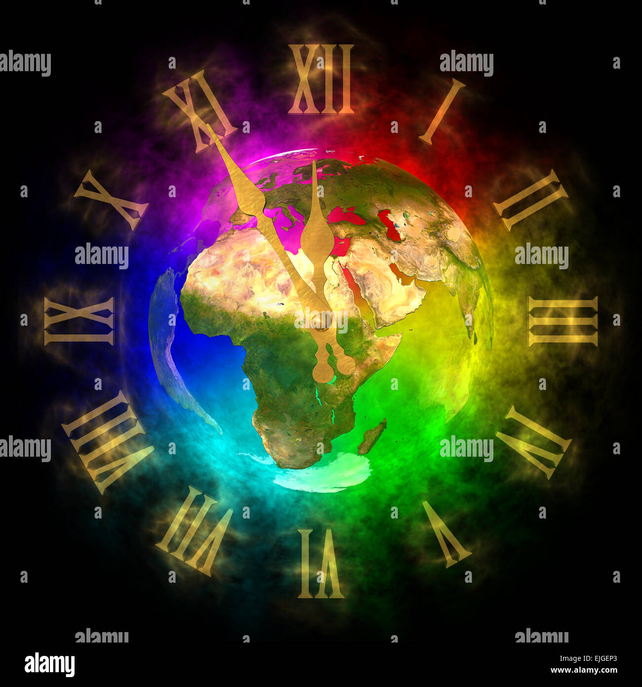 Cosmic clock - optimistic future on Earth - Europe Stock Photo - Alamy