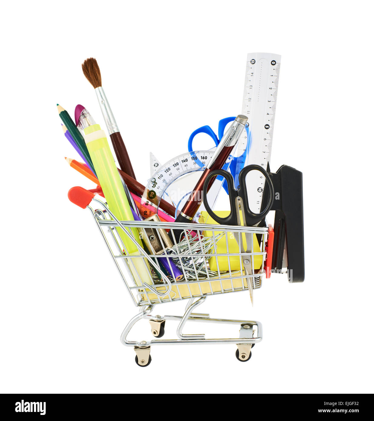 Office tools in a shopping cart Stock Photo - Alamy