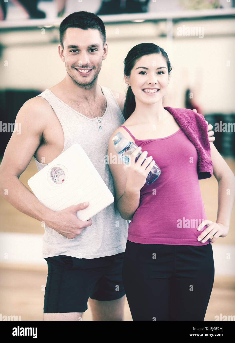 Two slender beautiful athletes train hi-res stock photography and ...