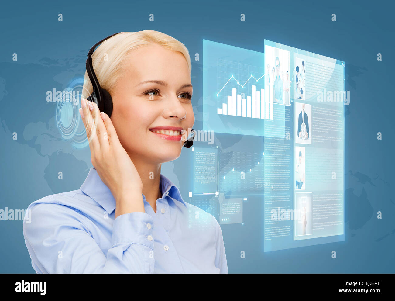 friendly female helpline operator Stock Photo - Alamy