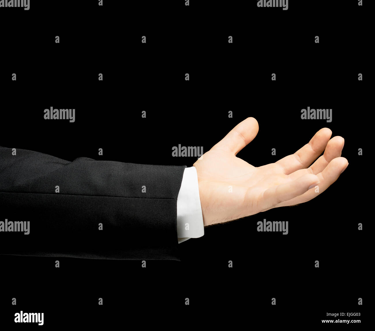 Caucasian male hand in a business suit isolated Stock Photo - Alamy