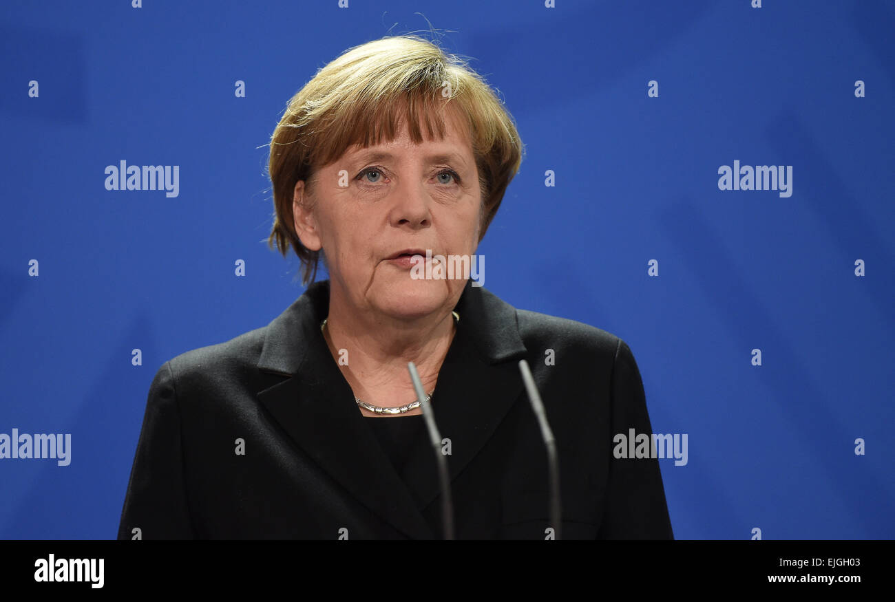 German Chancellor Angela Merkel (CDU) speaking at a press conference on ...