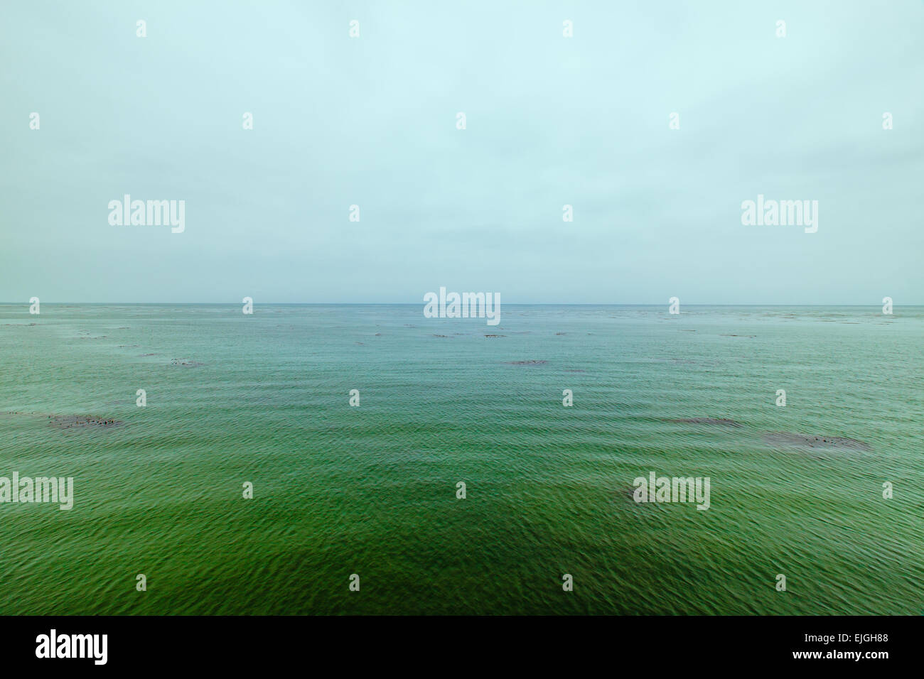 Bright green ocean on an overcast day Stock Photo - Alamy