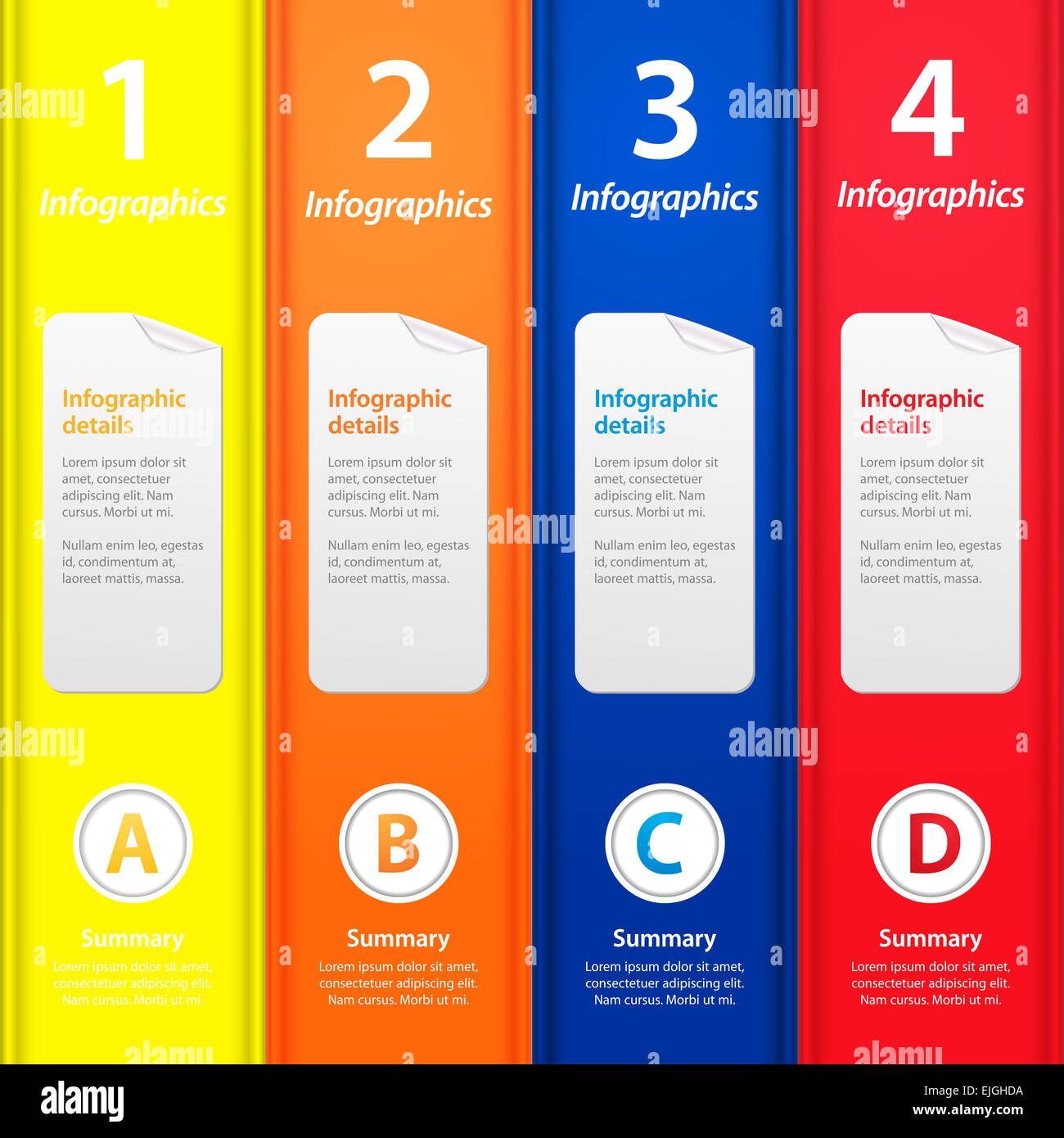 Infographic with Colored Folders and Sample Text Stock Photo - Alamy