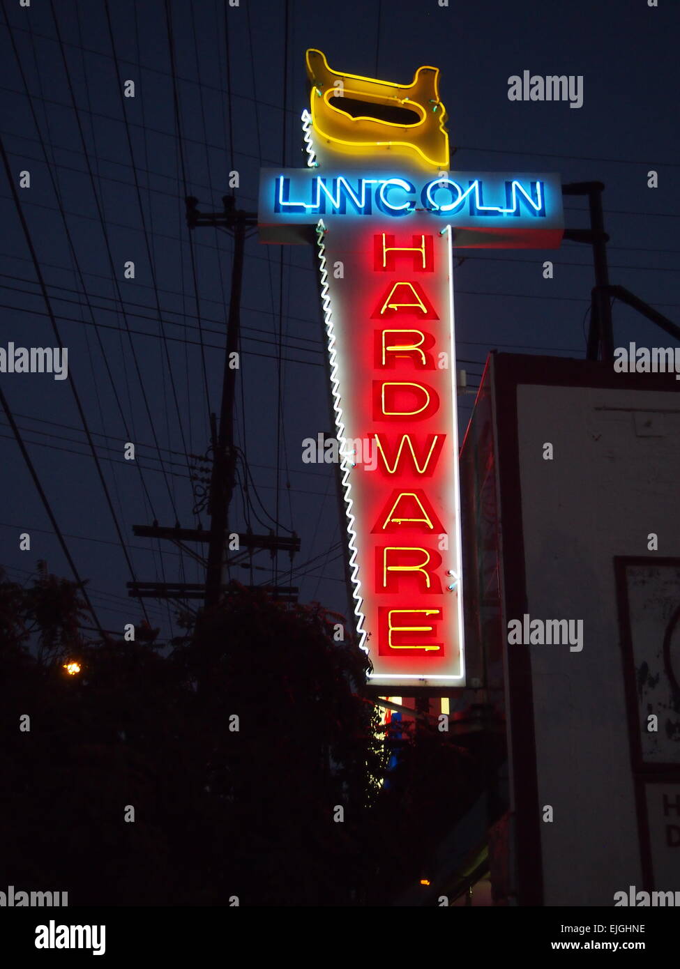 Illuminated Neon Storefront Sign, Lincoln Boulevard, Los Angeles,USA ...