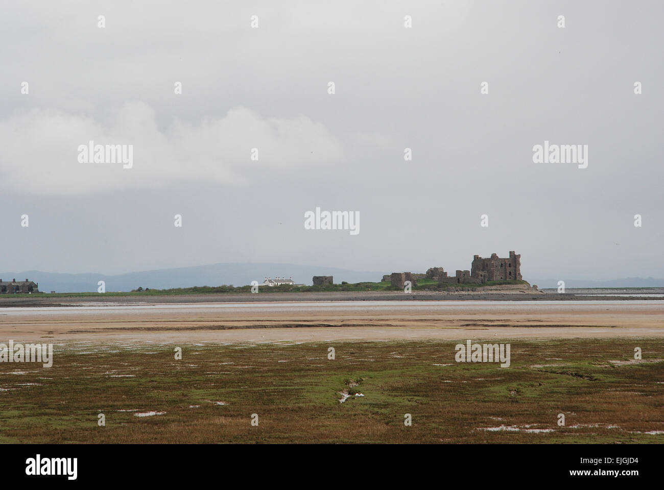Piel Island off the coast of Cumbria showing the ancient castle and ...
