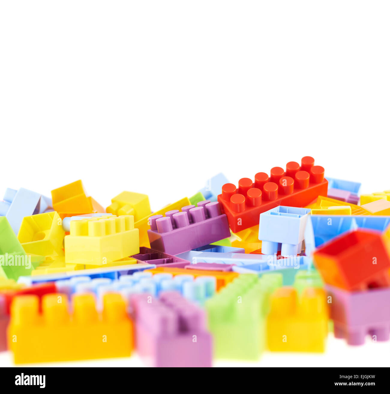 Pile of colorful toy construction bricks Stock Photo - Alamy