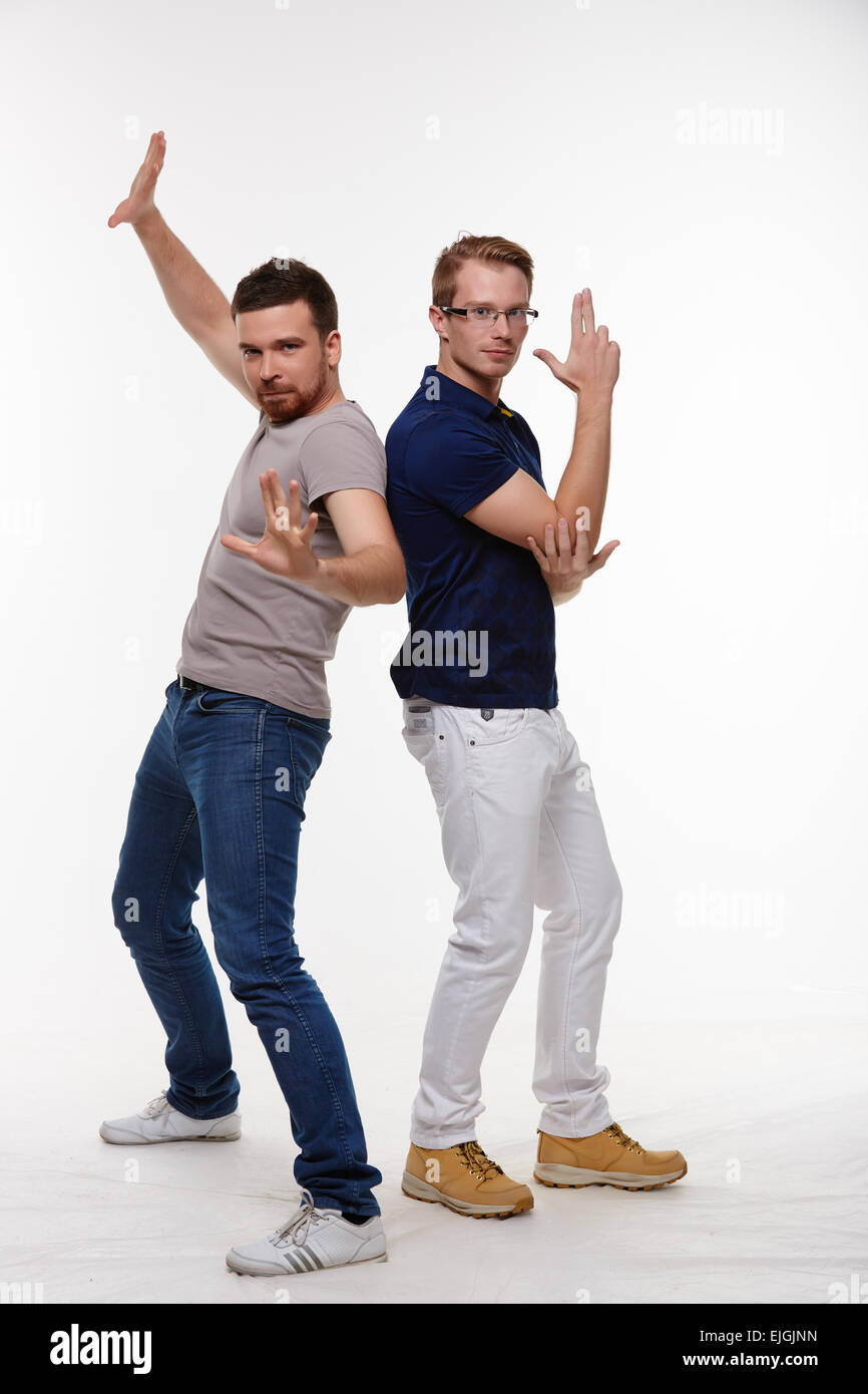two friends imagine themselves spies Stock Photo - Alamy