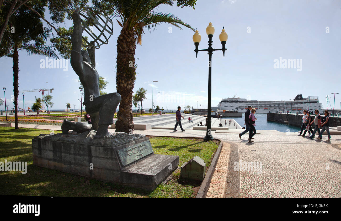 Emigrant Memorial Statue on the promenade at Funchal Madeira Portugal ...
