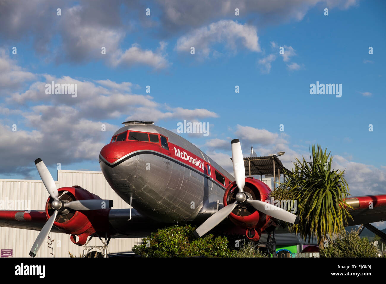 Mc Donalds fast food burger restaurant with a Douglas DC3 airplane used ...