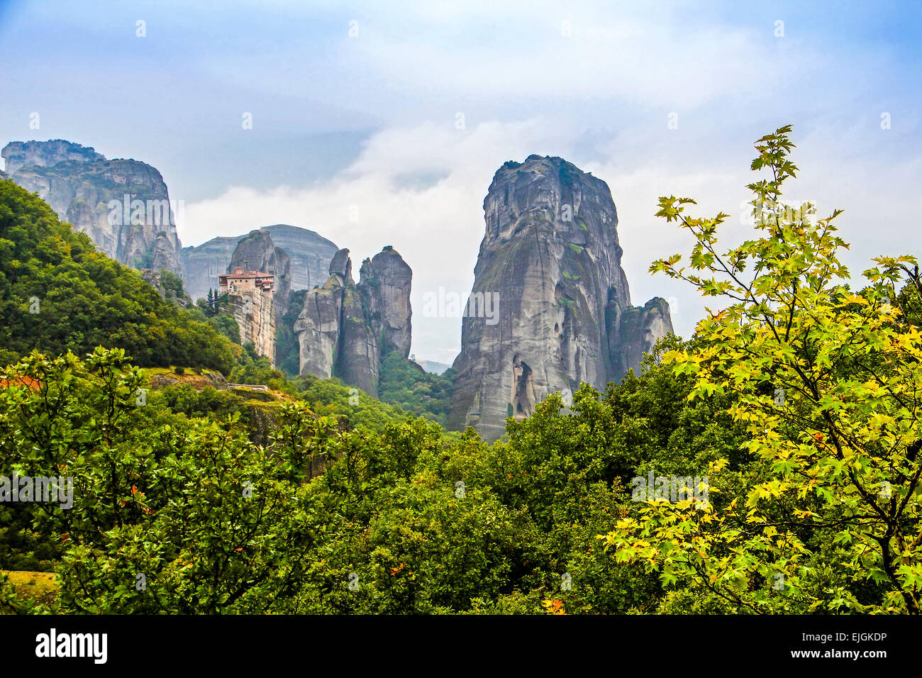 Greece Kalambaka Meteora Monastery of Roussanou Stock Photo - Alamy