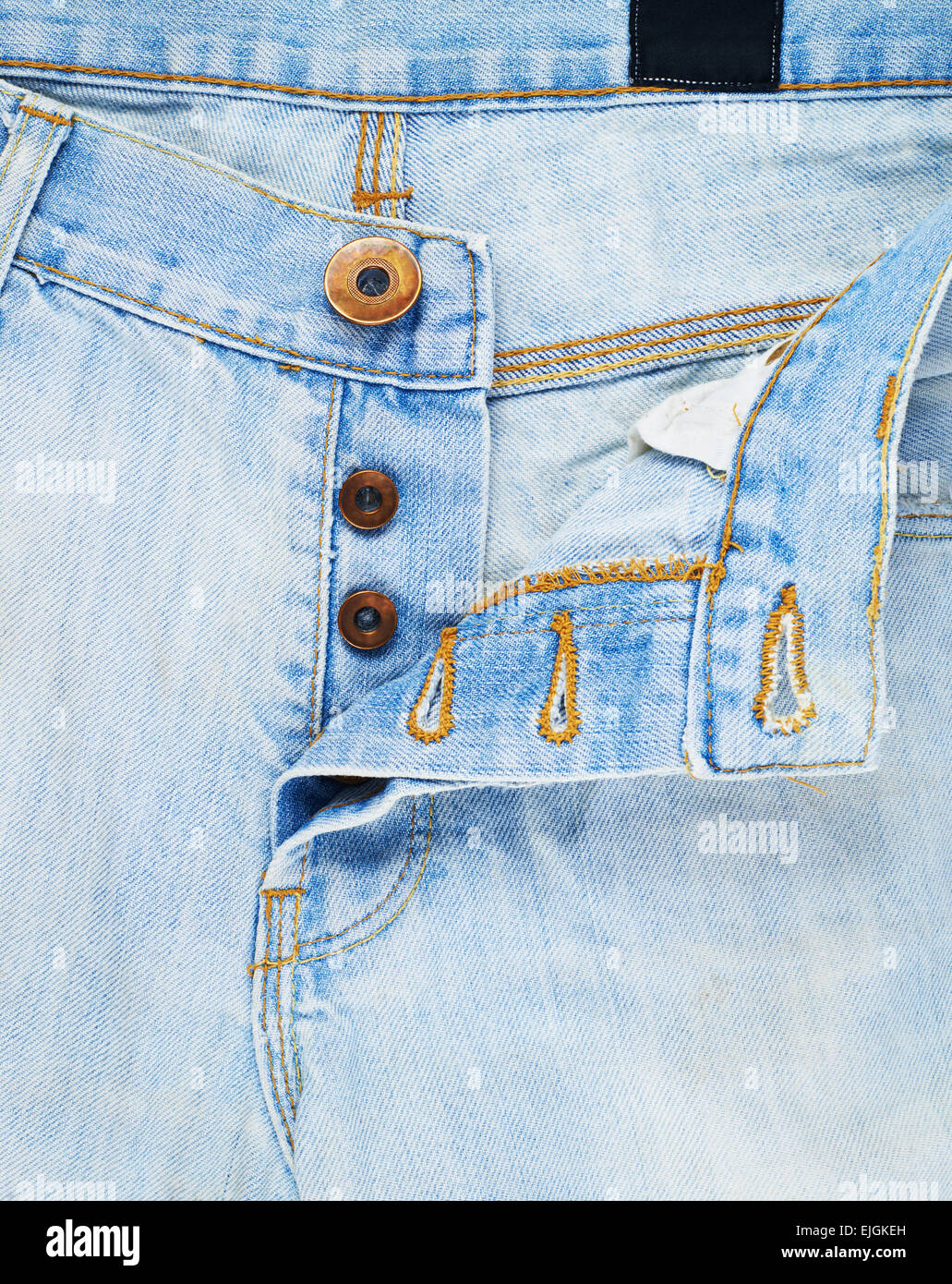 Opened denim jeans fly fragment Stock Photo - Alamy