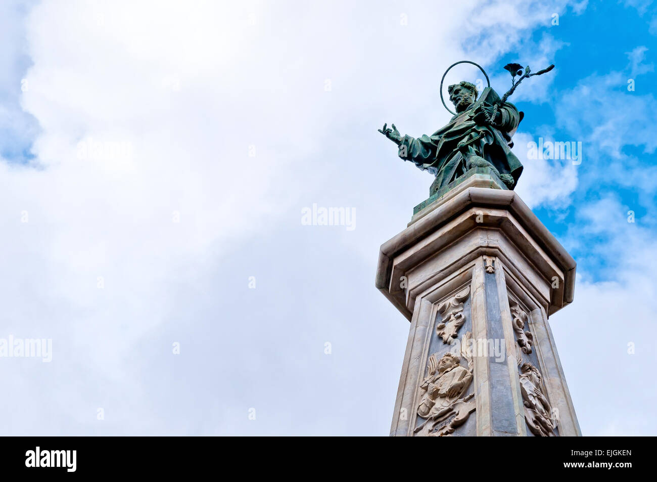 Saint Dominic statue in famous San Domenico Maggiore square in Naples ...