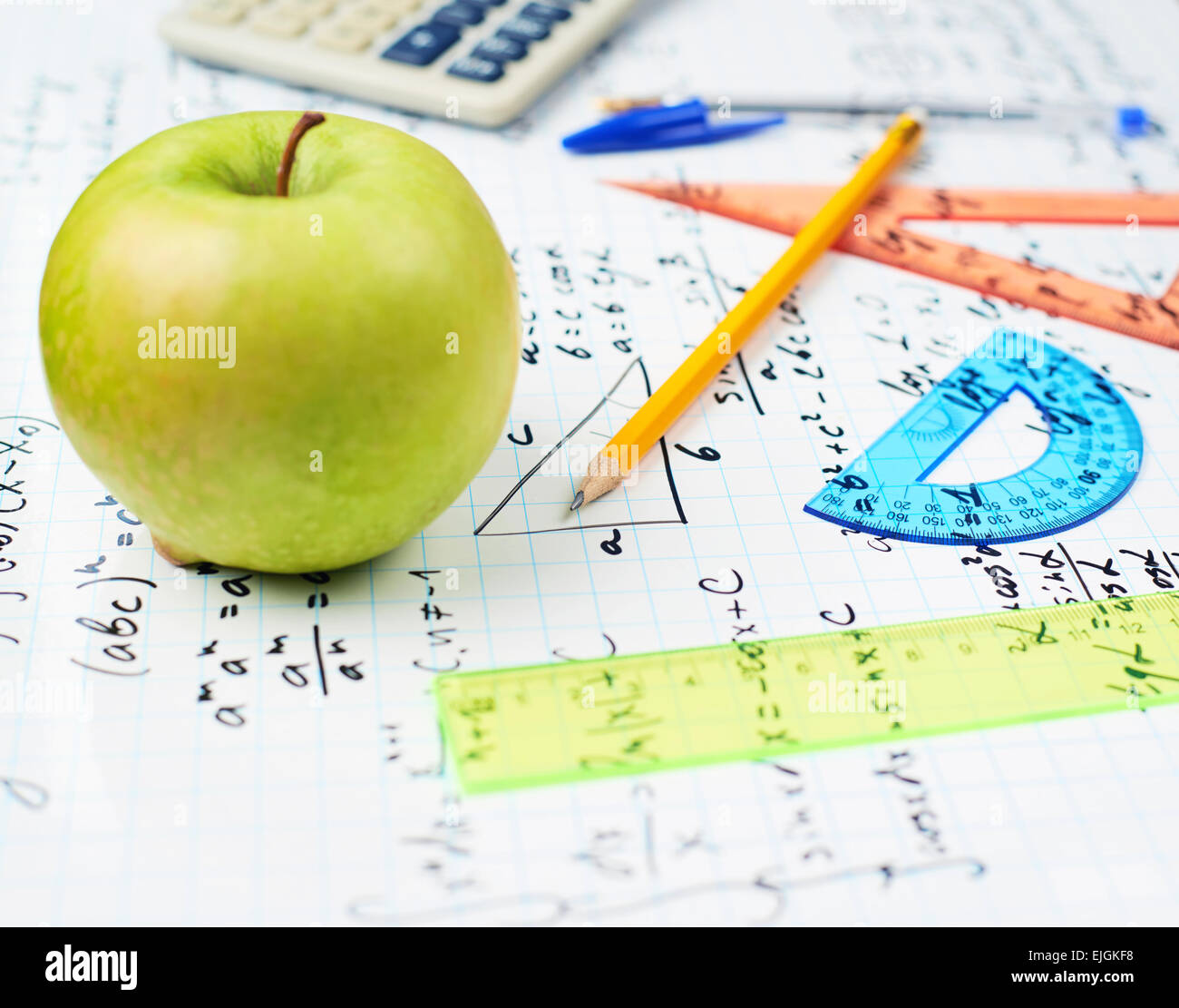 Studying math, back to school composition Stock Photo - Alamy